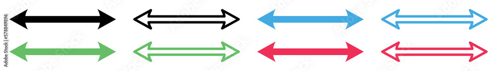Set of colour double arrows. Double arrow icon, two side symbol, double ...