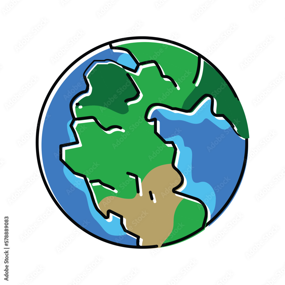 pangaea earth continent map color icon vector illustration Stock Vector ...