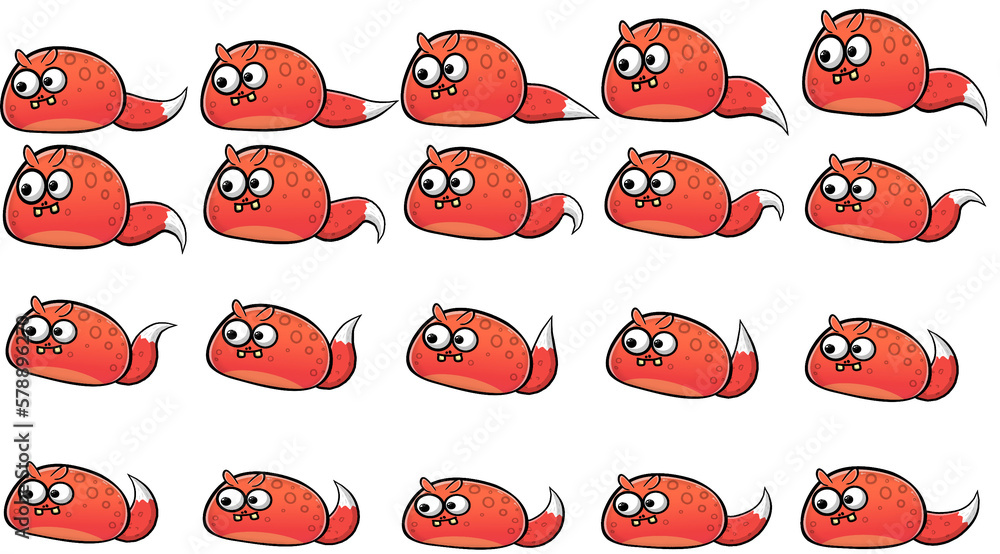 Cute funny pet Jumping animation sprite-sheet for games.Simple cartoon ...