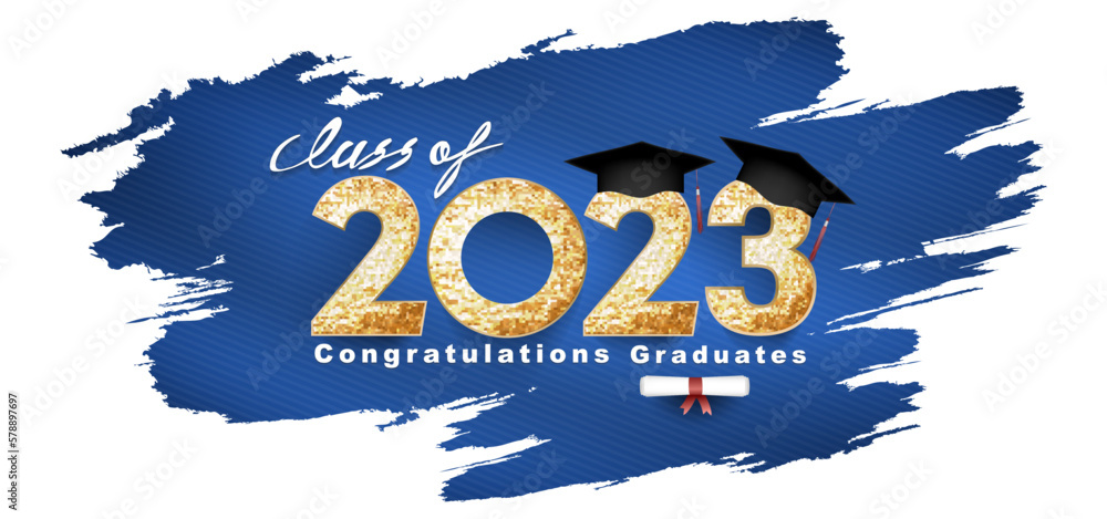 Class of 2023 Vector text for graduation gold design, congratulation ...