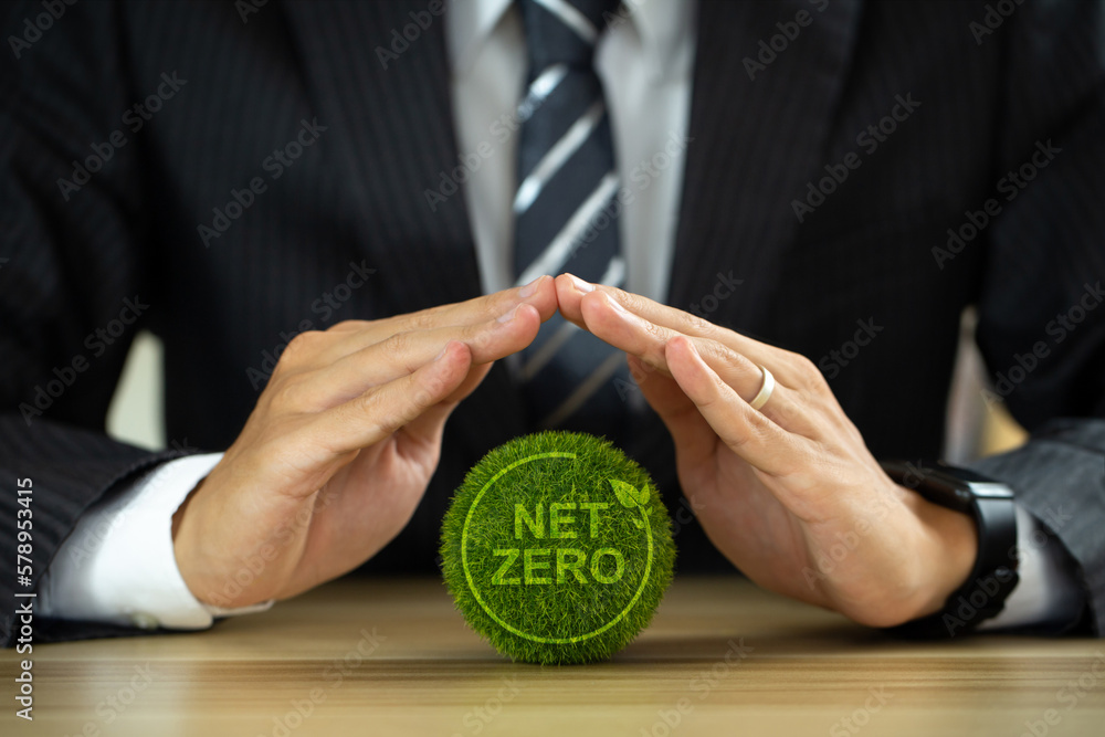 ภาพถ่าย Stock Net zero and carbon neutral concept. Net zero greenhouse ...