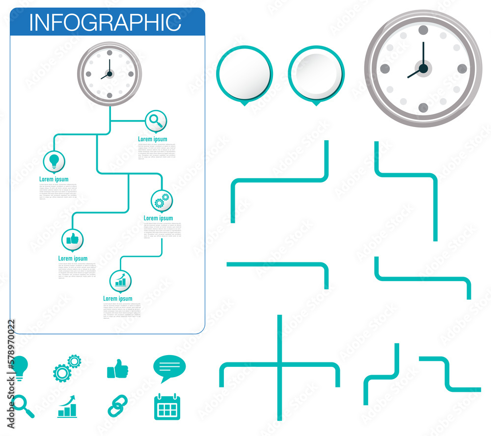 Ilustração infographic clock timeline template png. and power point ...