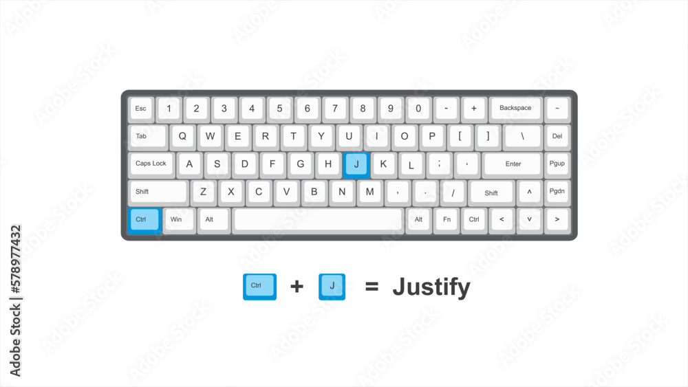 vector control ctrl + J = Justify - keyboard shortcuts - windows with ...