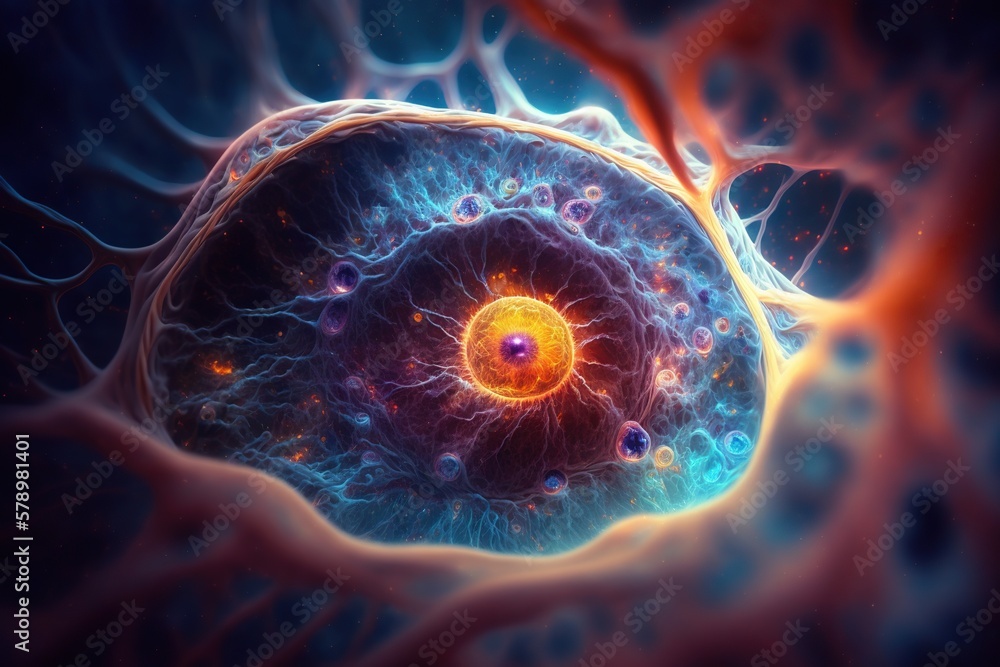 Space universe in a human brain cell. Structure of the human brain ...