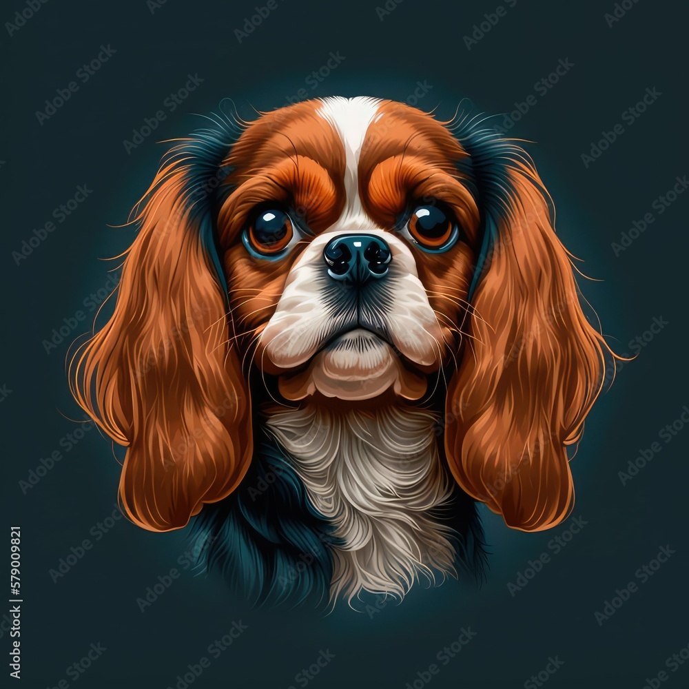 Charles spaniel logo. Charles spaniel head image in cartoon style ...