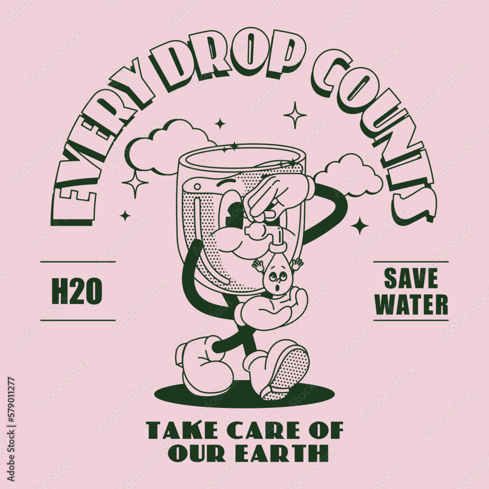 Vintage motivation poster or card design template with walking happy ...