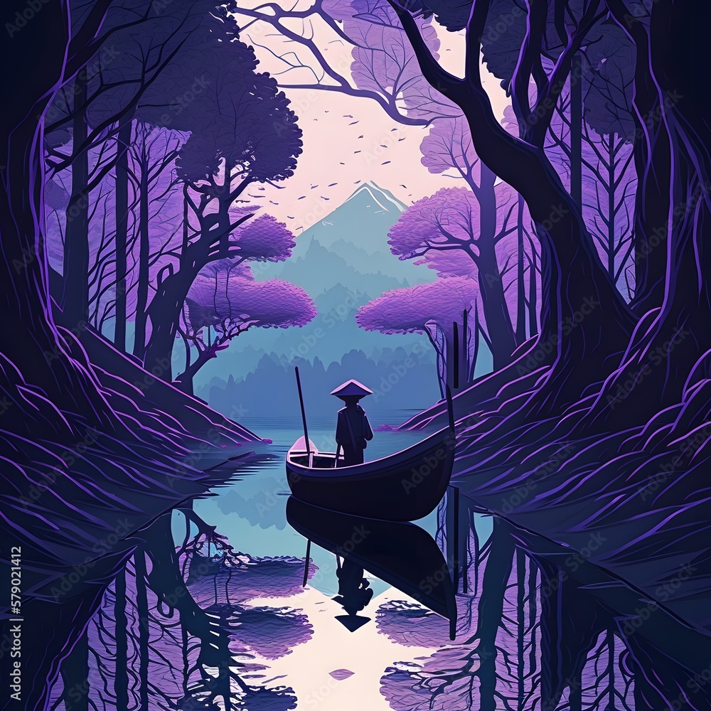 Japanese samurai in boat created using Generative AI Technology Stock ...