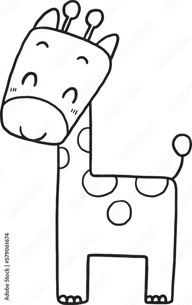 giraffe cartoon doodle kawaii anime coloring page cute illustration ...