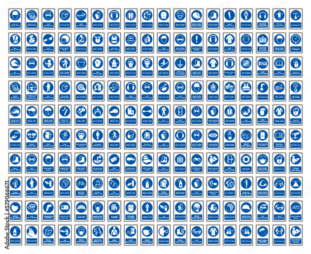 Set Of Mandatory Required Symbol Sign, Vector Illustration, Isolated On ...