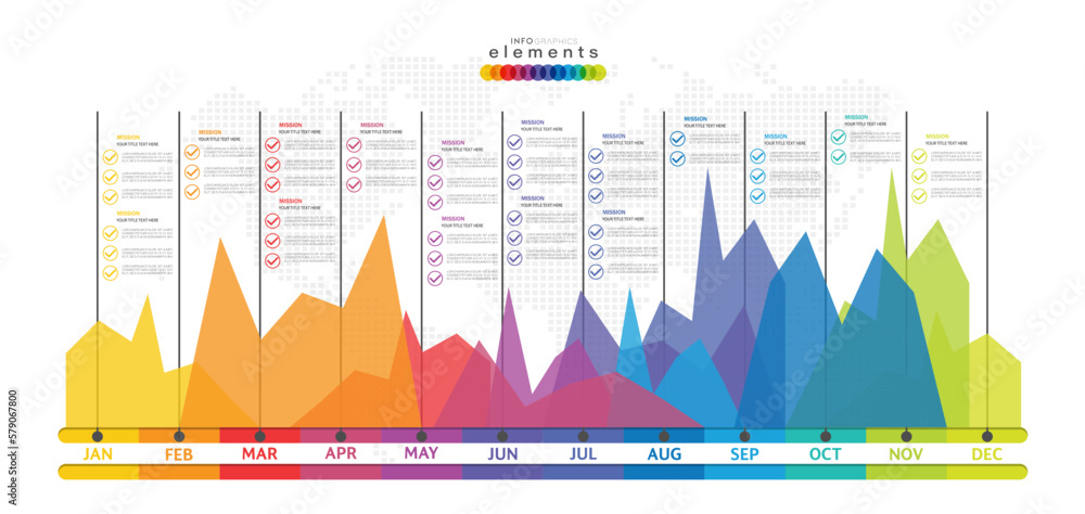 infographic Project timeline graph for 12 months modern diagram ...