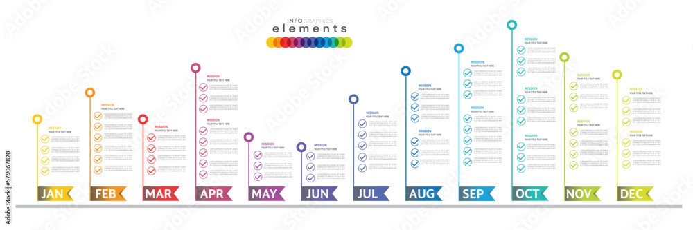 infographic Project timeline graph for 12 months modern diagram ...