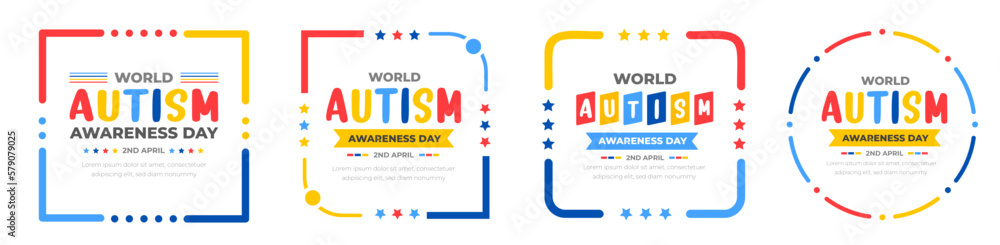 Vetor World autism awareness day typography design template set. World ...
