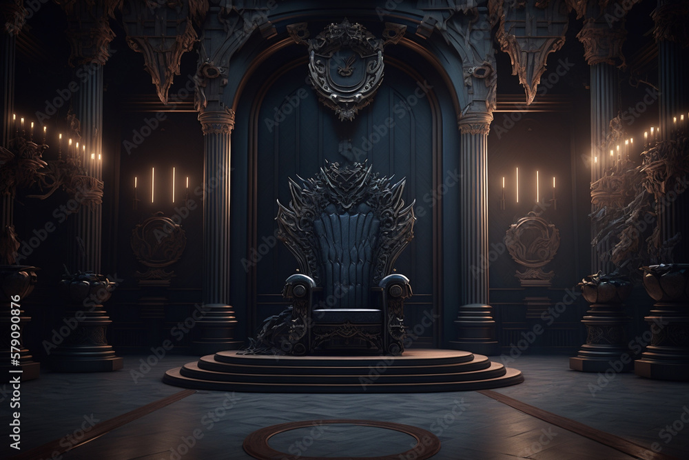 the royal throne in the throne room, created by a neural network ...