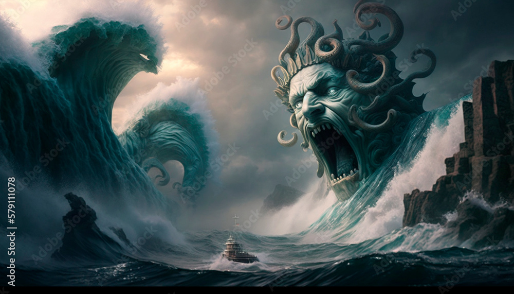 Navigating the Perilous Waters: Odysseus Braving Scylla and Charybdis ...