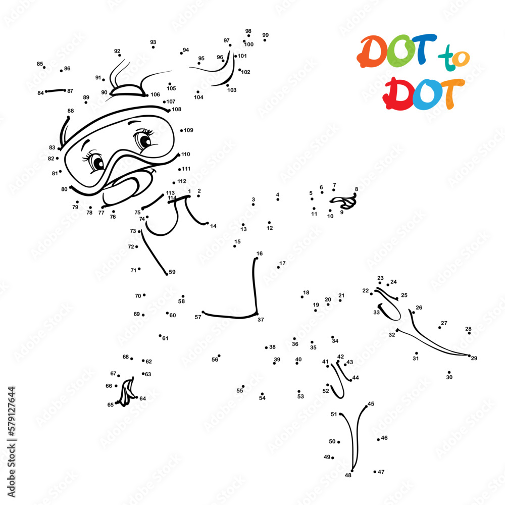 Connect The Dots and Draw Cute Cartoon girl. Educational Game for Kids ...