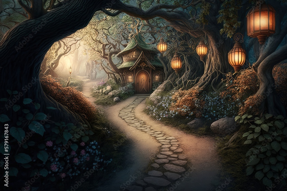 Shiny Pathway in Fairy Tale Styled Enchanted Forest: A Magical Journey ...