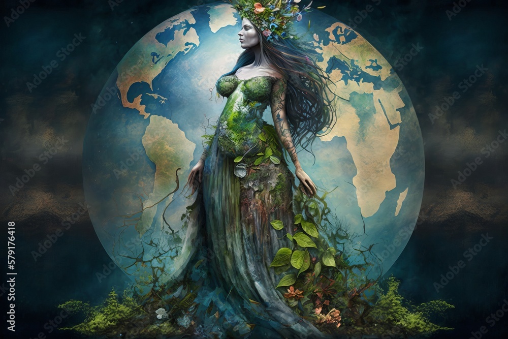 Gaia earth goddess full body image Stock Illustration | Adobe Stock
