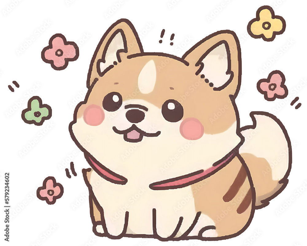 Cute chibi dog png. Generative AI Stock Illustration | Adobe Stock