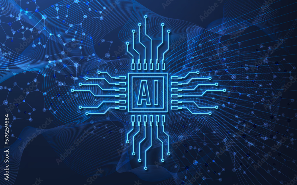 Artificial Intelligence (AI) Molecular structure background concept with ChatGPT, Chatbot ...