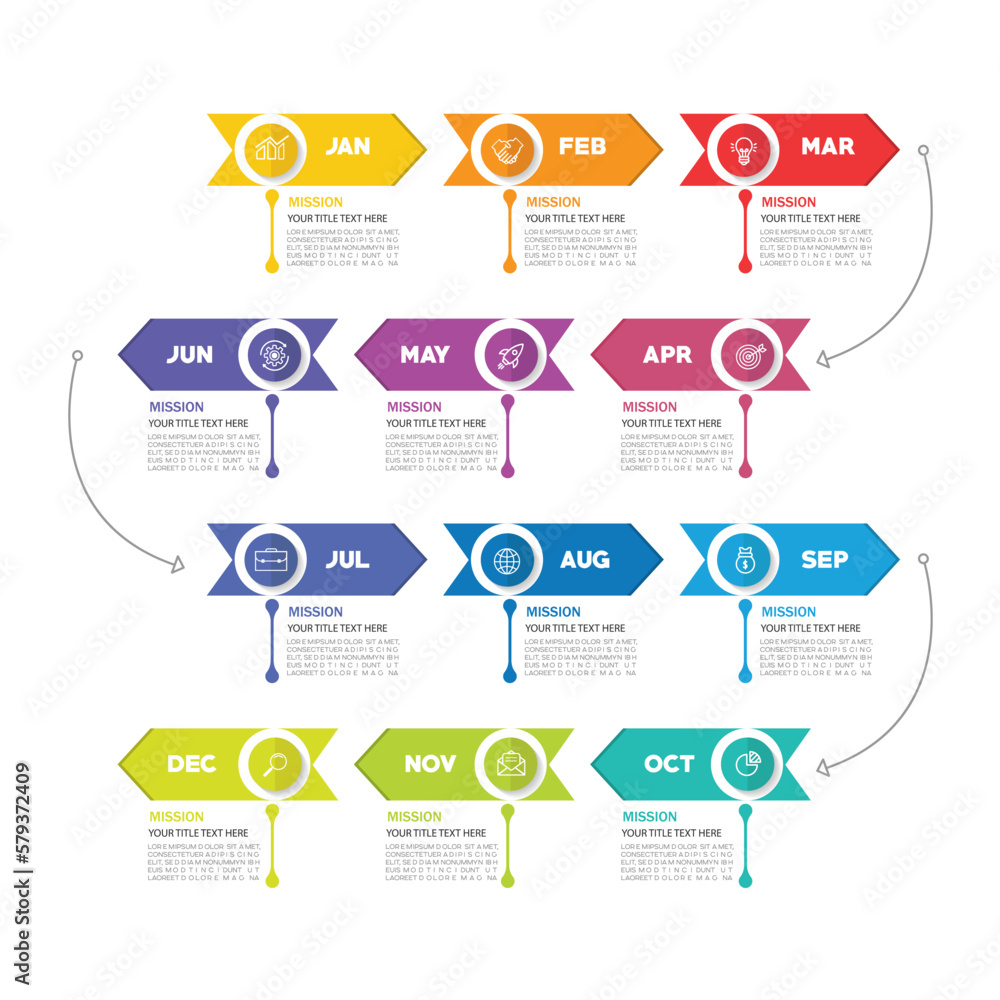 infographic Project timeline graph for 12 months modern diagram ...