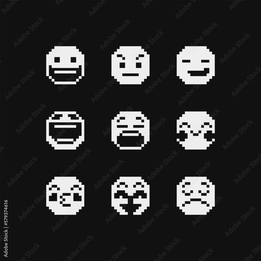 Vector de Stock Smiley set, face, emoticon with various emotions cute ...