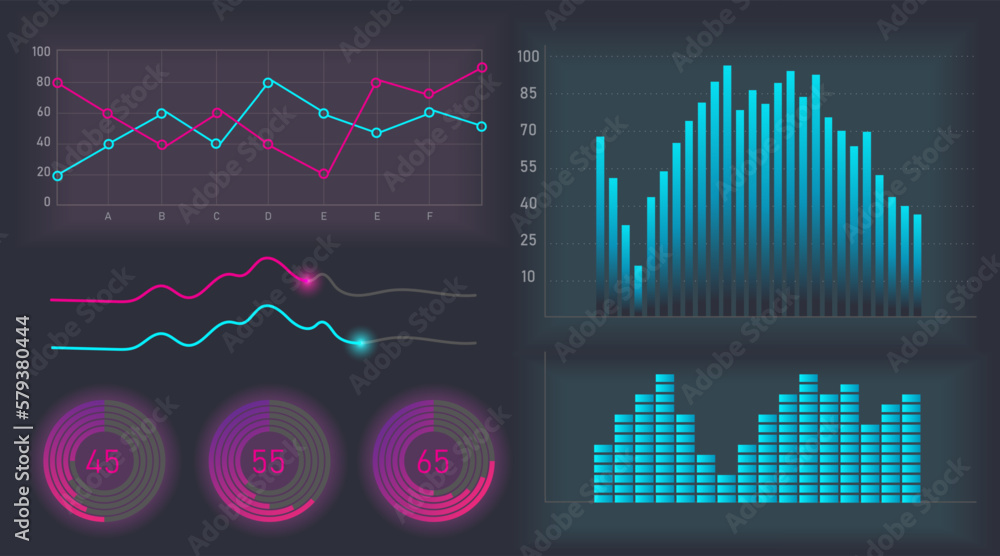 Modern modern infographic graphs and finance charts. Diagram template ...