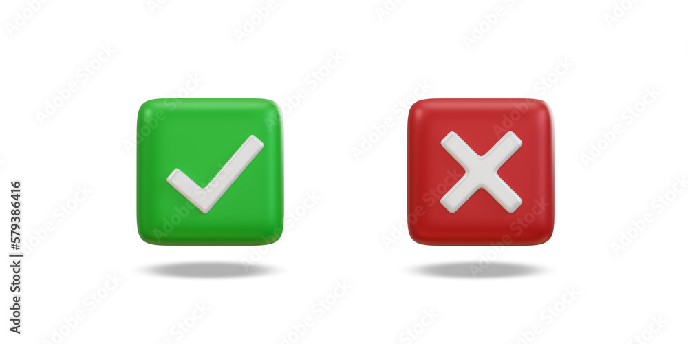 Check mark and cross mark symbols icon. Buttons with checkmark and ...