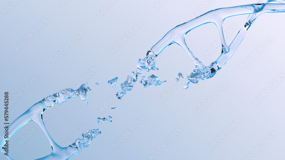 human dna structure with glass helix destroyed, transition to liquid ...