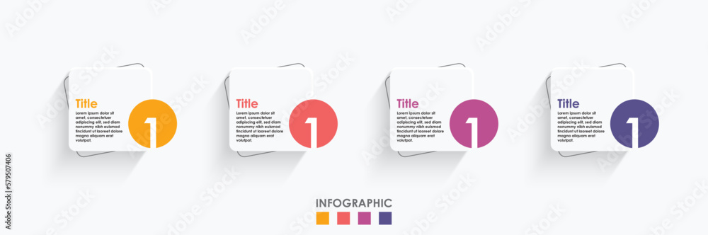 Business infographic process with square template design with 4 options ...