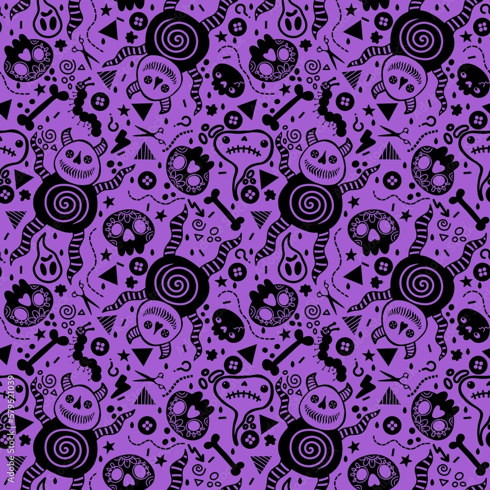 Cartoon monsters seamless devil halloween aliens pattern for kids ...