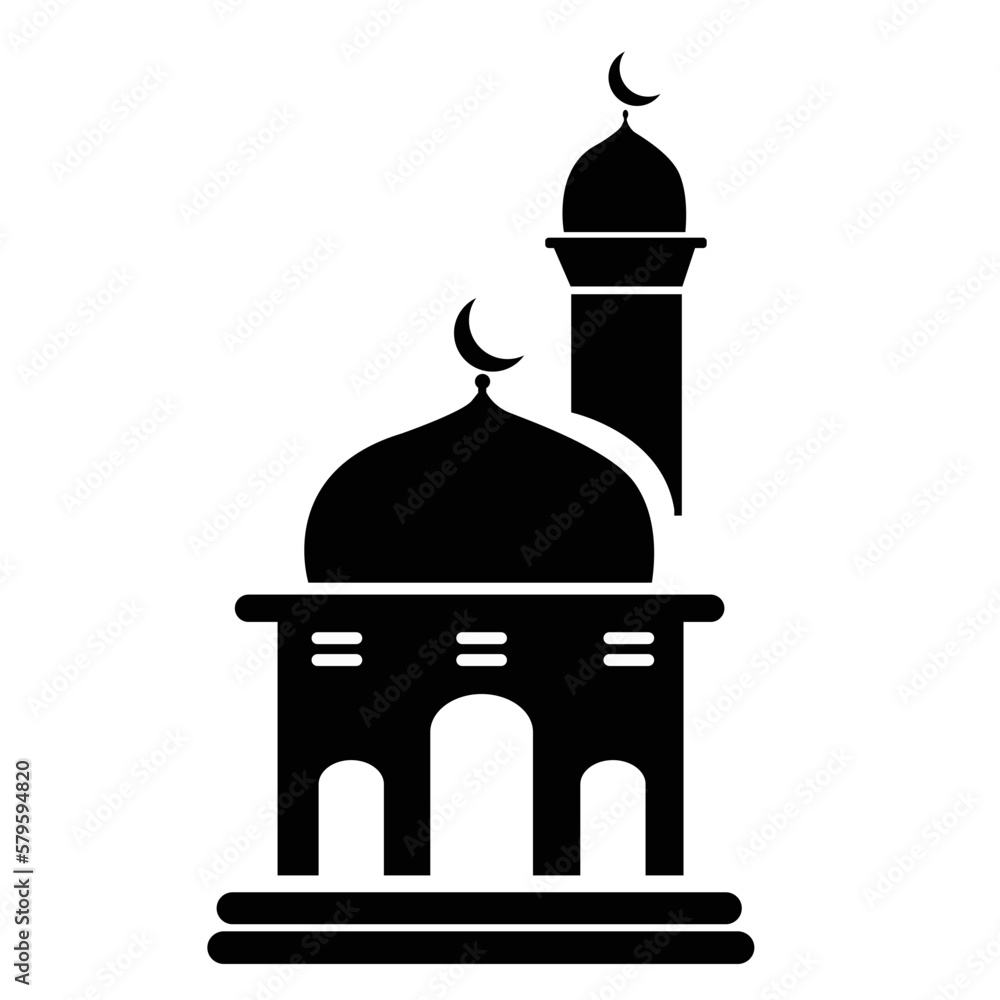simple mosque logo icon, islamic place of worship, muslim symbol ...