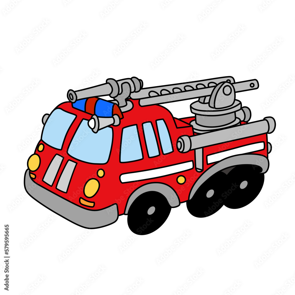 Cartoon Fire Truck Engine Clip Art Vector illustration 素材庫向量圖 | Adobe Stock