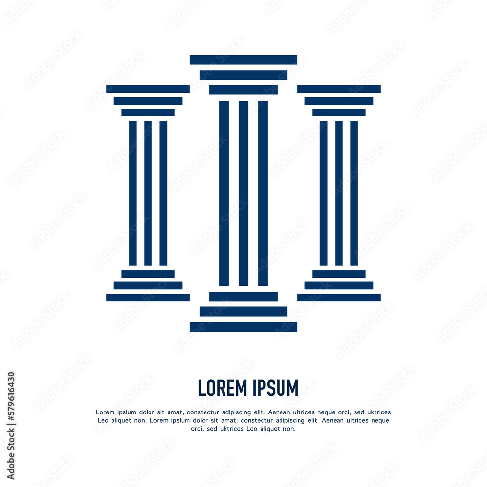 Vector logo with abstract image of three pillars.. Three pillars logo ...