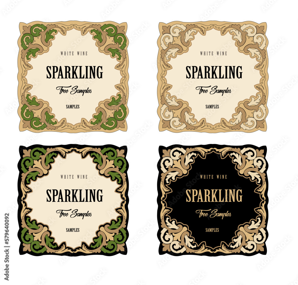 Wine Label Vintage frame border retro label hand drawn antique ...