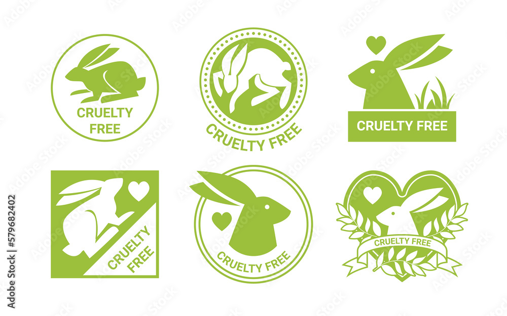 Cruelty free icons, logo design template vector illustration. Green ...