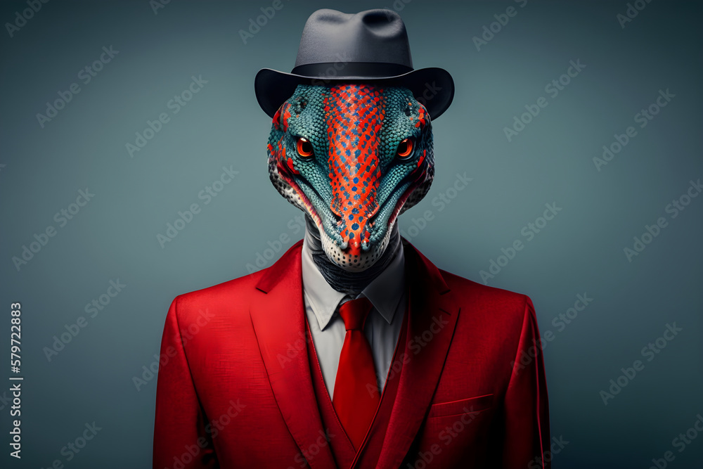The Dapper Snake in a Bold Red Suit, A Creative Valentine's Day Stock ...