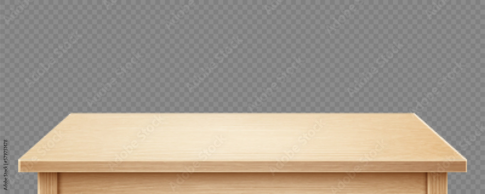 Wooden table isolated on transparent background. Vector realistic ...