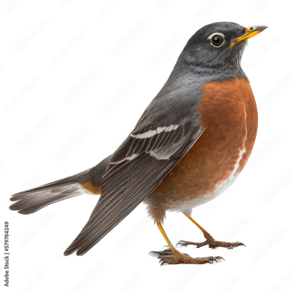 isolated American robin bird, macro, png, transparent background ...