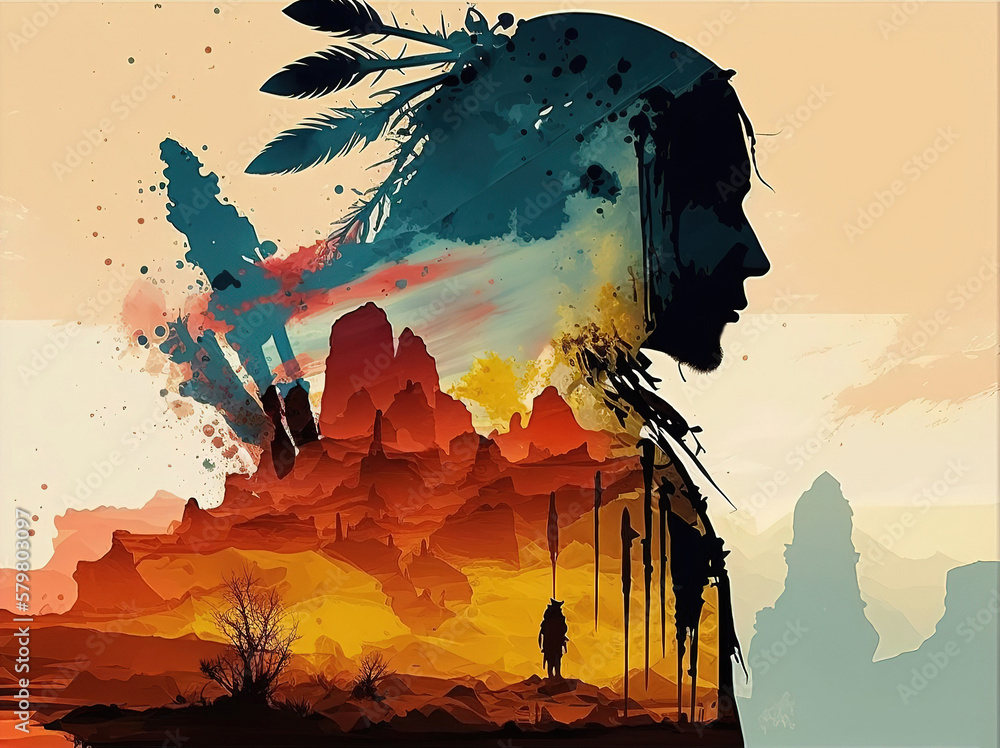Beautiful Native American Indian abstract art, generative ai Stock ...