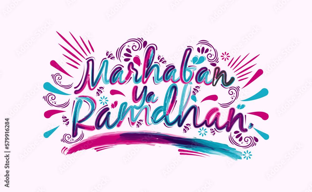 Marhaban Ya Ramadhan lettering calligraphy and Welcome Ramazan, Muslim ...
