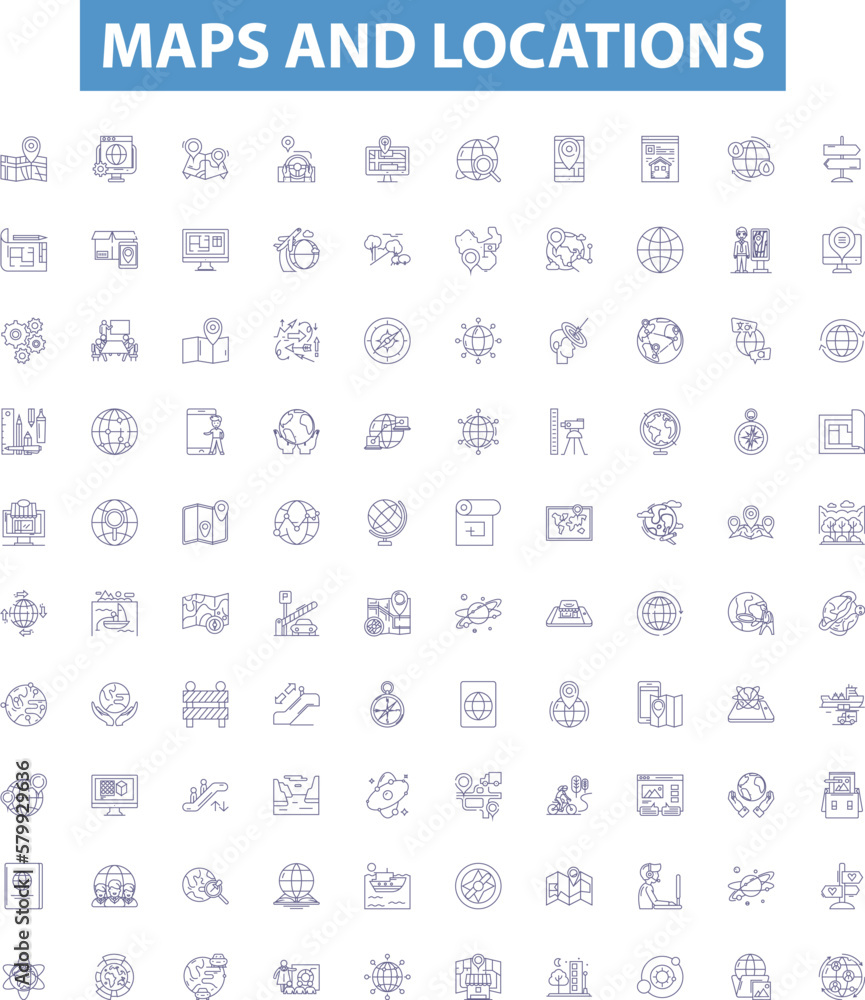 Maps and locations line icons, signs set. Maps, Locations, Geography ...
