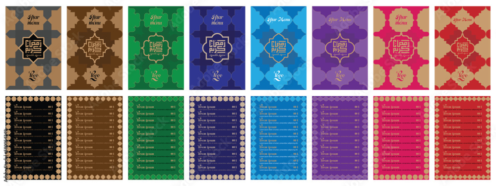 Collection of Menu arabesque design, Islamic Menu, Oriental style cover ...