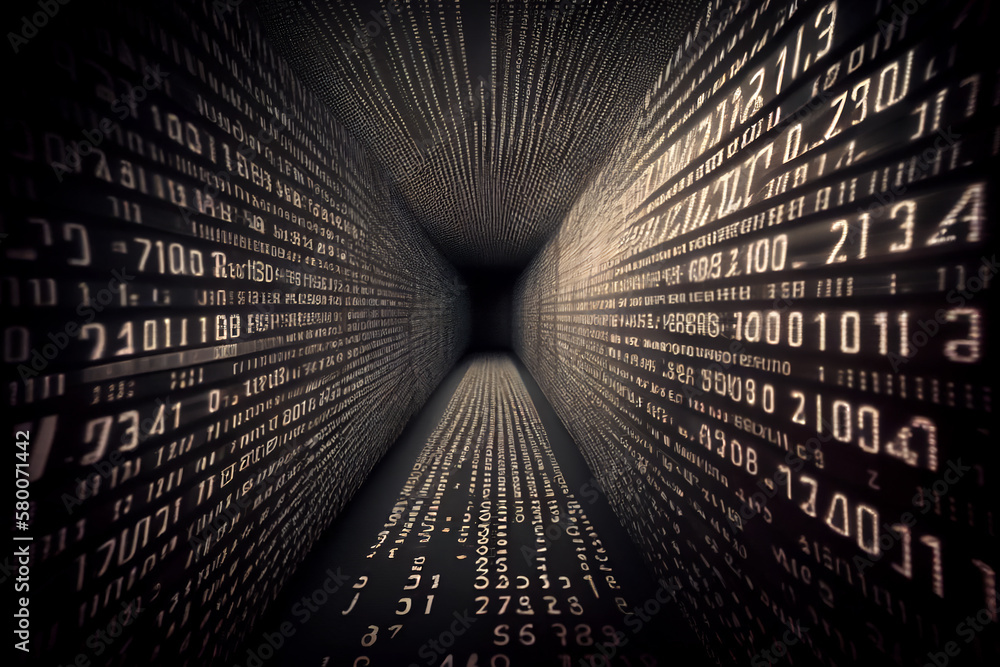 Binary computer matrix code data stream abstract background showing a coding transmission over ...