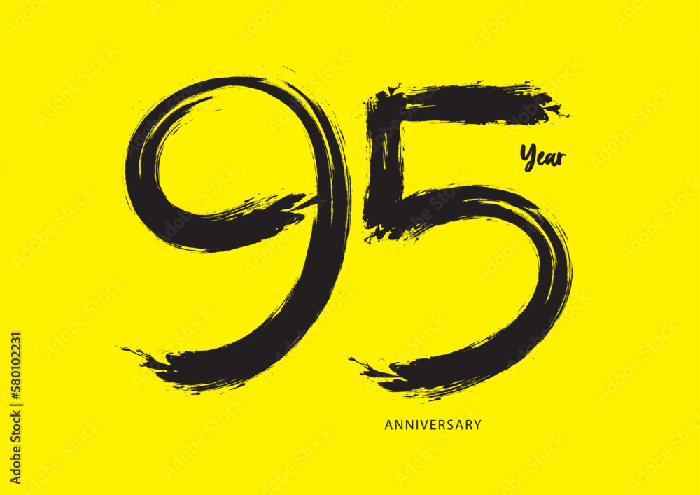 95 year anniversary celebration logotype on yellow background, 95 ...