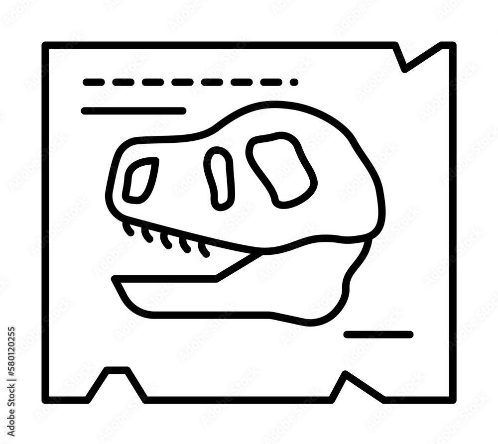 dinosaur, head, antique icon. Simple line, outline elements of ...