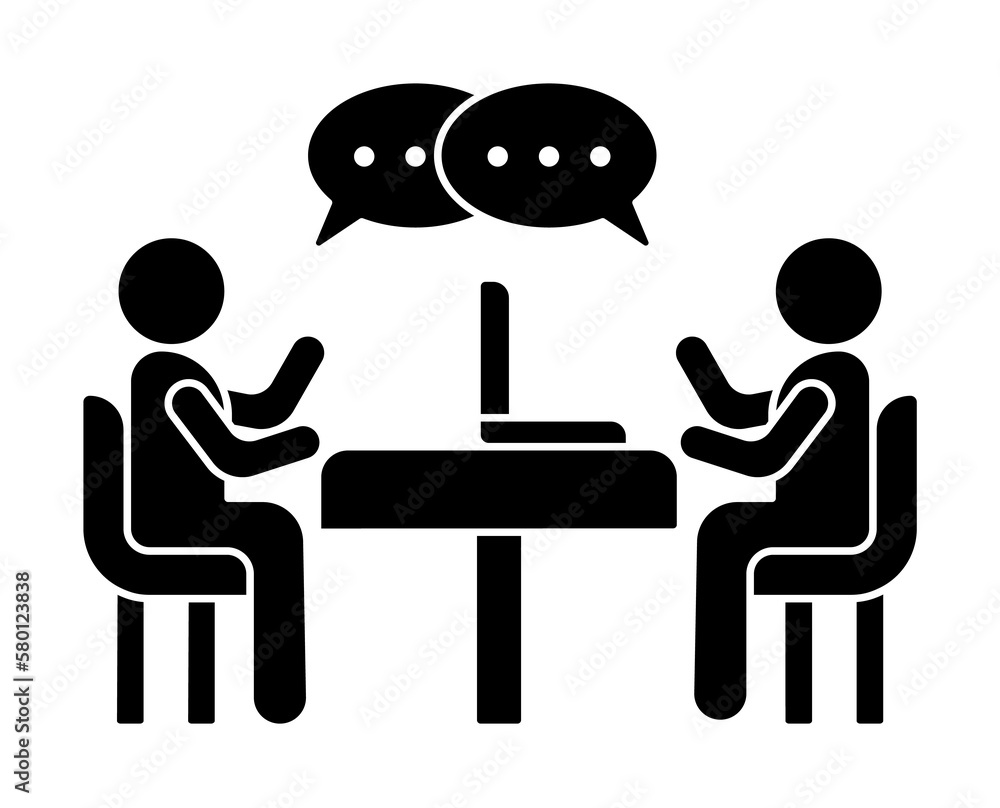 Bubbles questions laptop trainer icon. Simple business indoctrination ...