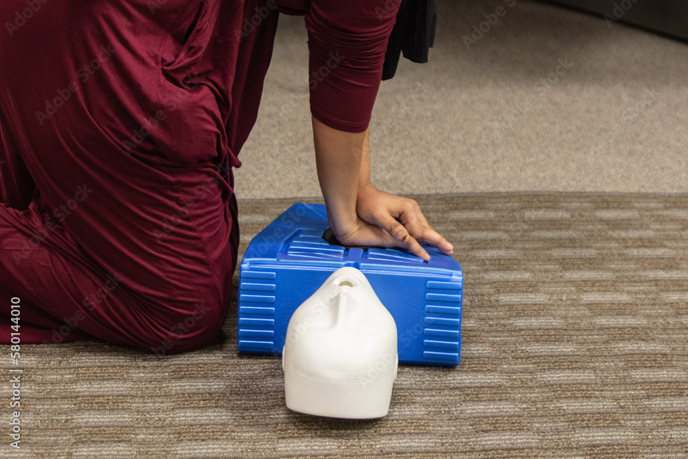 Muslim trainees taking cpr class and first aid Stock Photo | Adobe Stock