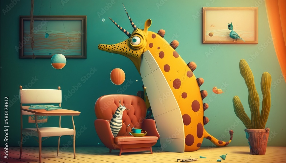 Cartoon Animals in Unexpected Situations Stock Illustration | Adobe Stock