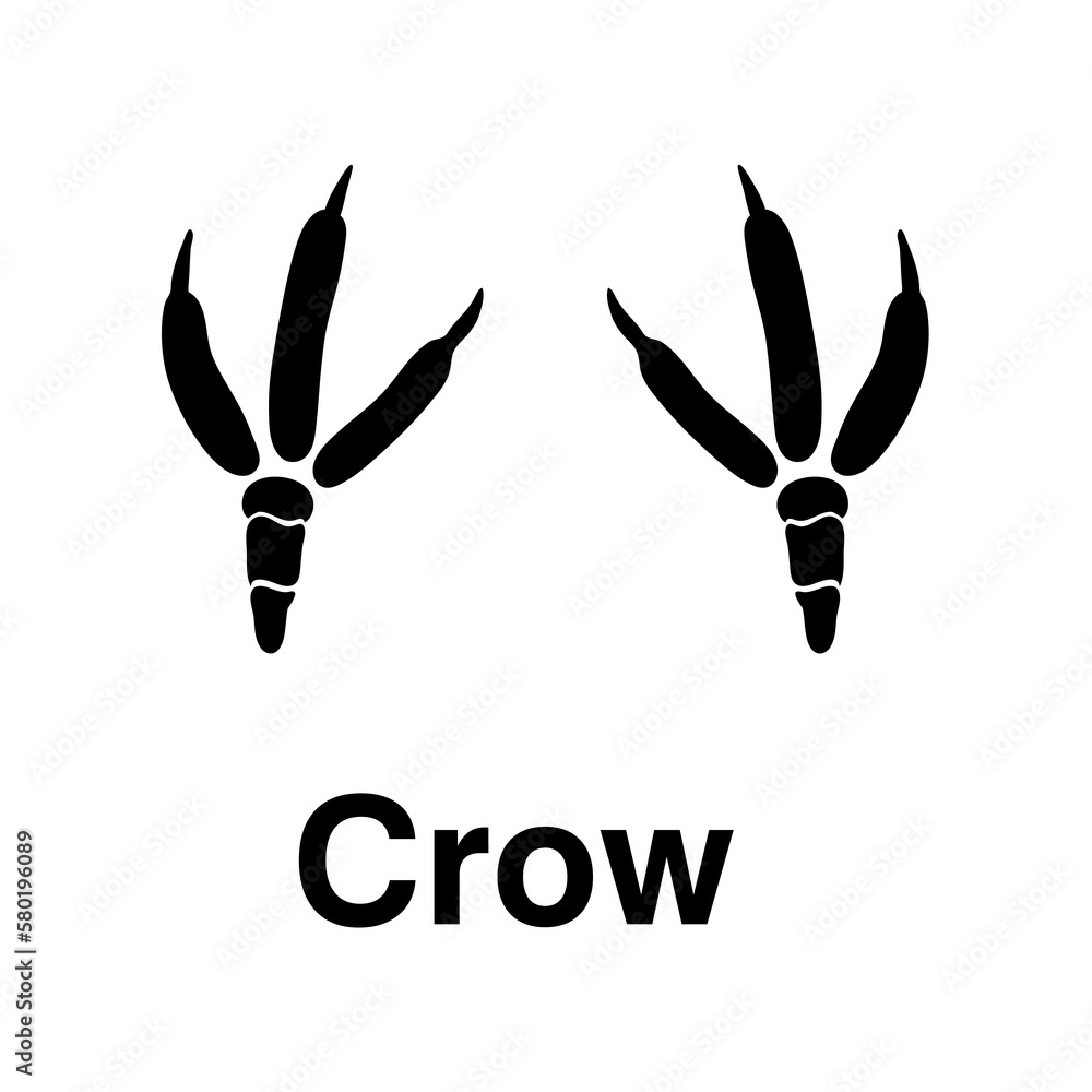 Crow Foot Print, vector icon illustration, animal paw print isolated on ...