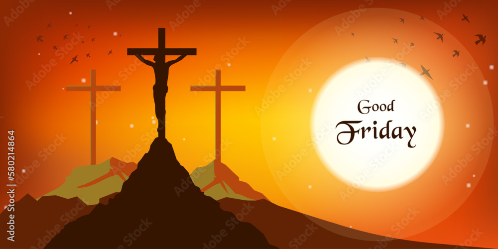 Good Friday banner design of Jesus Christ Crucifixion. Social media ...